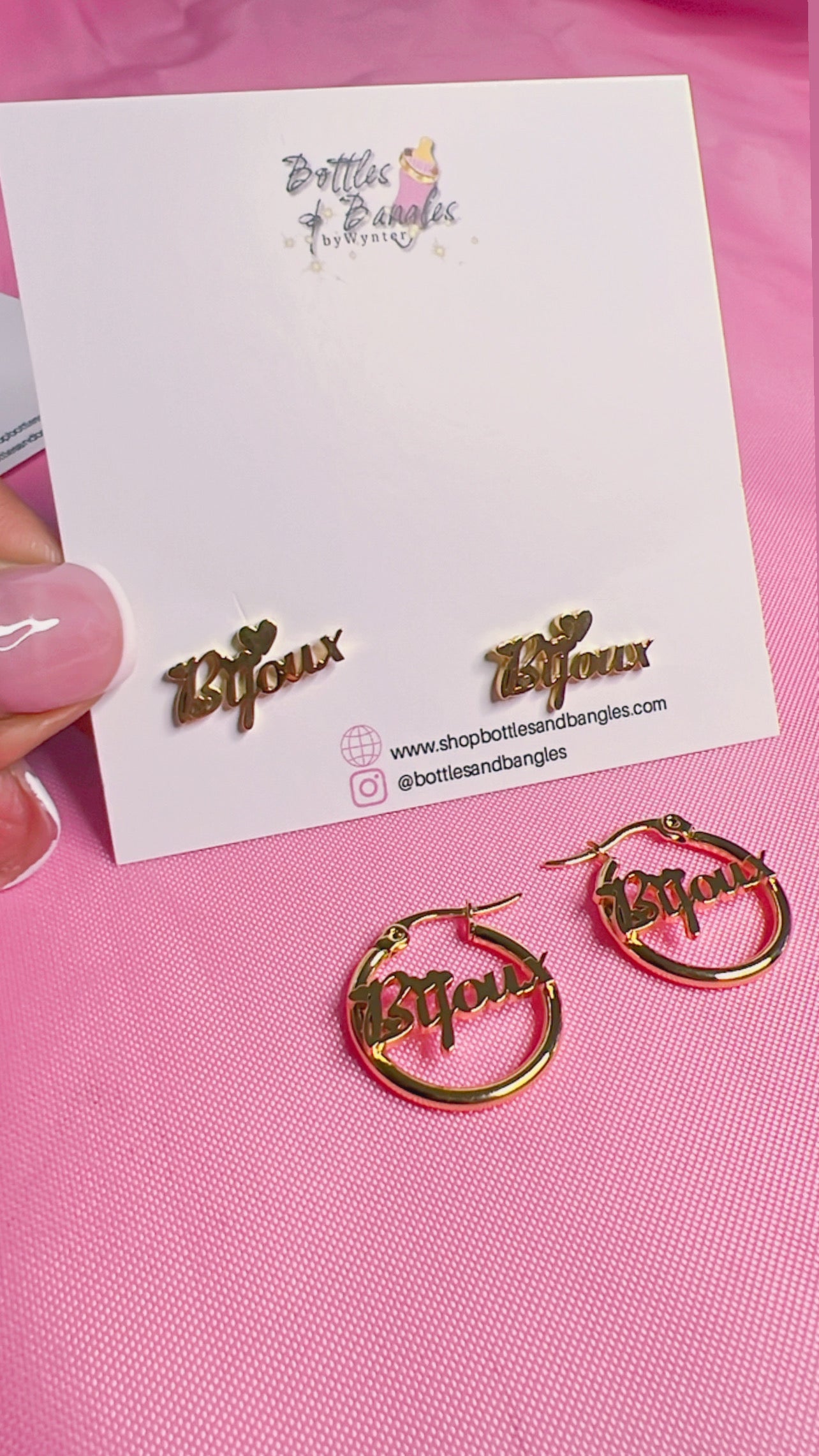 Dainty name studs X Dime size hoops – shopbottlesandbangles
